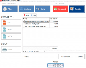 How to count words in scan PDF? Working with unreadable PDF files!